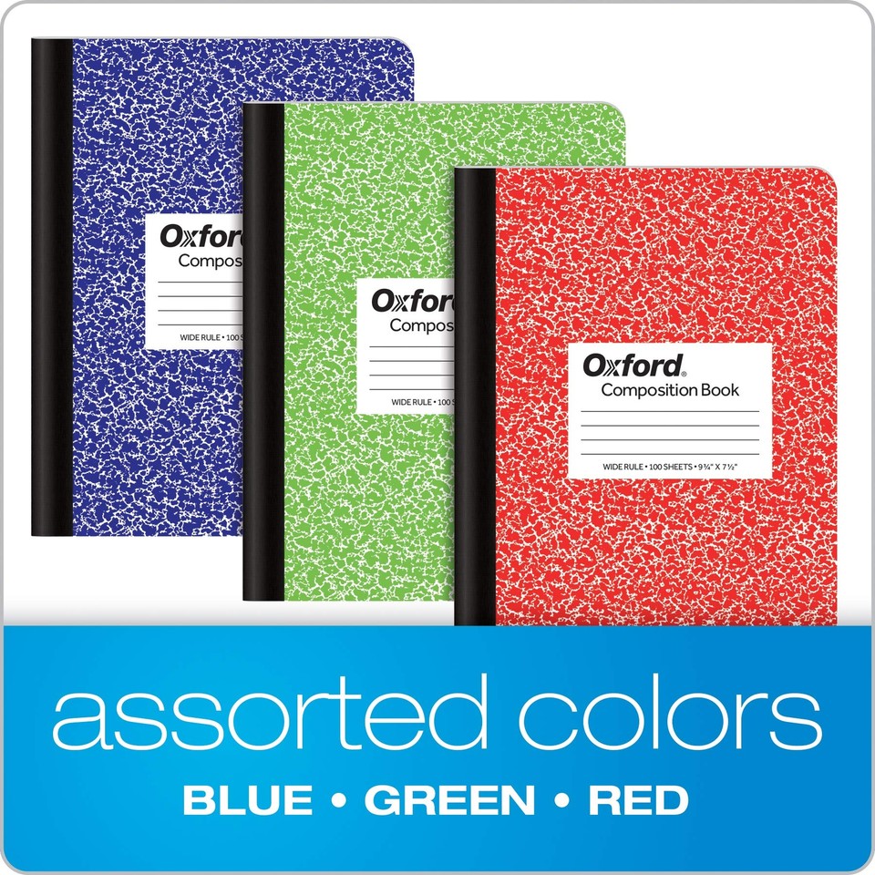 Oxford Composition Notebook 6 Pack Wide Ruled Paper 9-3/4 x 7-1/2 ...