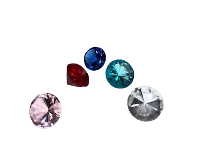 5 Mini Diamonds, 3/4" Faceted Diamonds, Colored Faceted 3/4" Prisms ...