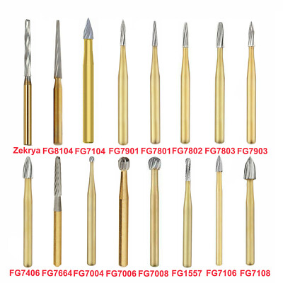 10 Pcs Dental Trimming&Finishing Gold Burs Carbide Burs 7901/7803/7104 ...