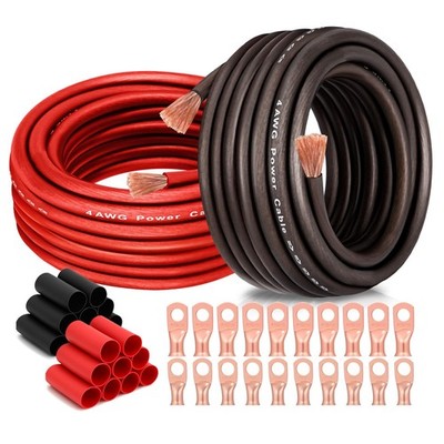 LEIGESAUDIO 4 Gauge Wire 25ft Black and 25ft Red Amplifier Amp Power ...