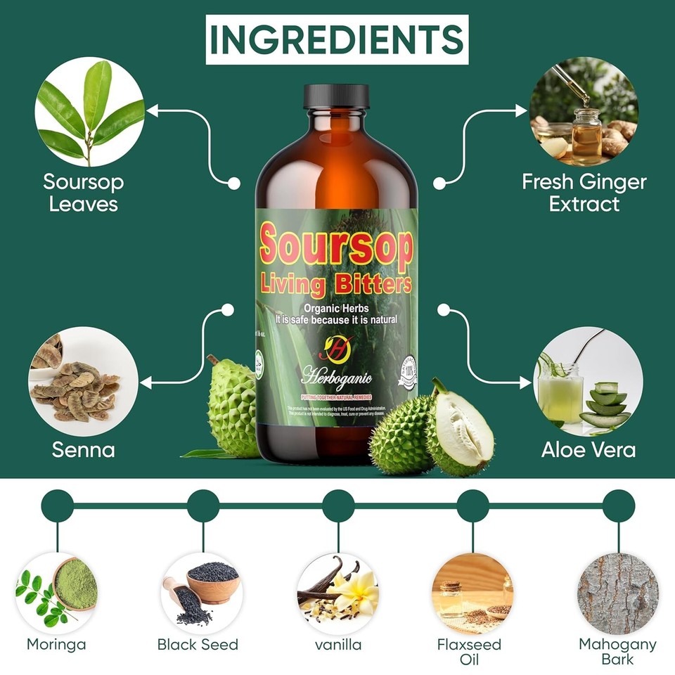 Soursop Living Bitters-Natural Remedy with Powerful Roots &Herbs-Detox ...
