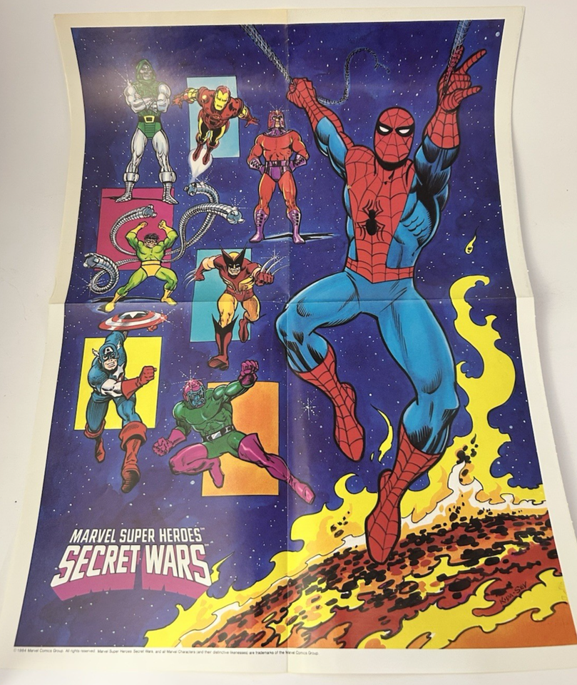 RARE UNUSED 1984 Secret Wars Poster Avengers Spider‑Man Iron Man ...