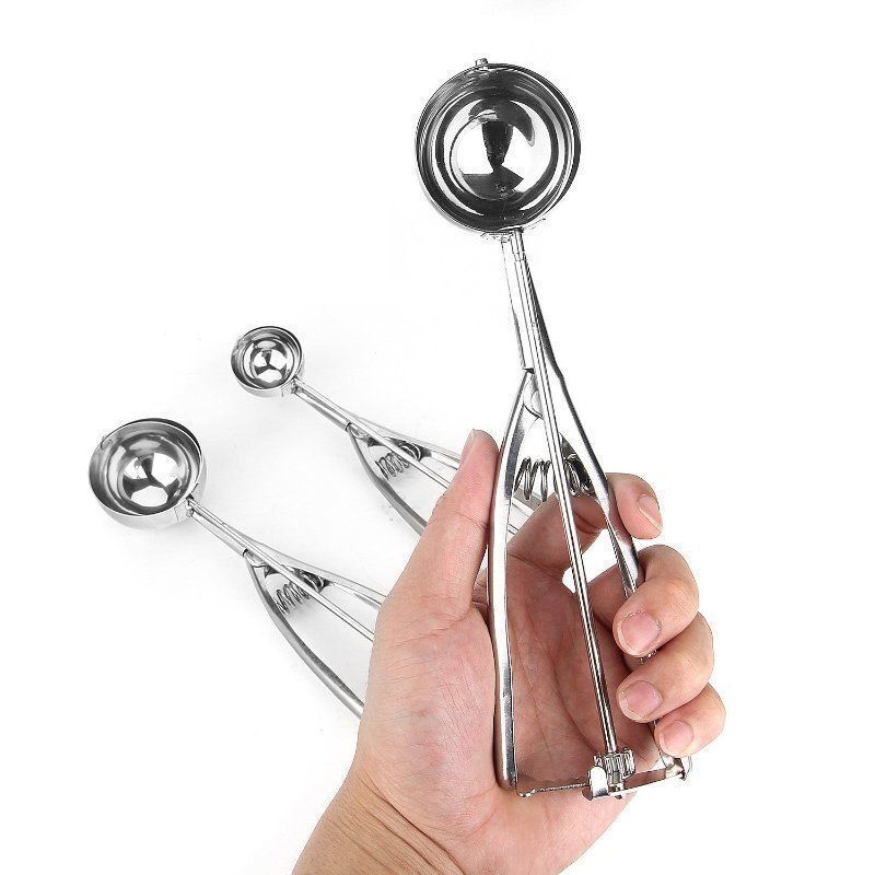 3PCS Ice Cream Scoop, Danibos Stainless Steel With Trigger Cookie ...