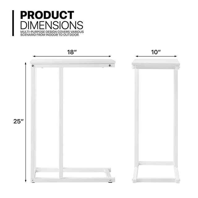 White[C-SHAPED BEDSIDE LAPTOP TABLE]Livingroom Sofa Couch Side Snack ...
