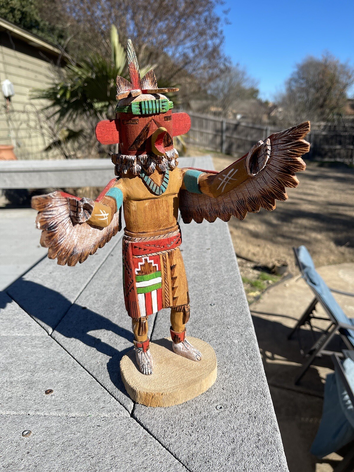 Red Tail Hawk 13” Hopi Kachina Katsina Doll Palakwai Signed By Unknown ...