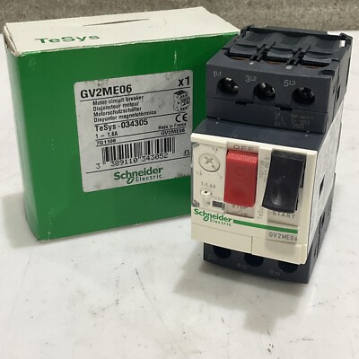 SCHNEIDER ELECTRIC GV2ME06 MOTOR CIRCUIT BREAKER 1-1.6 A 120-600VAC U3S ...