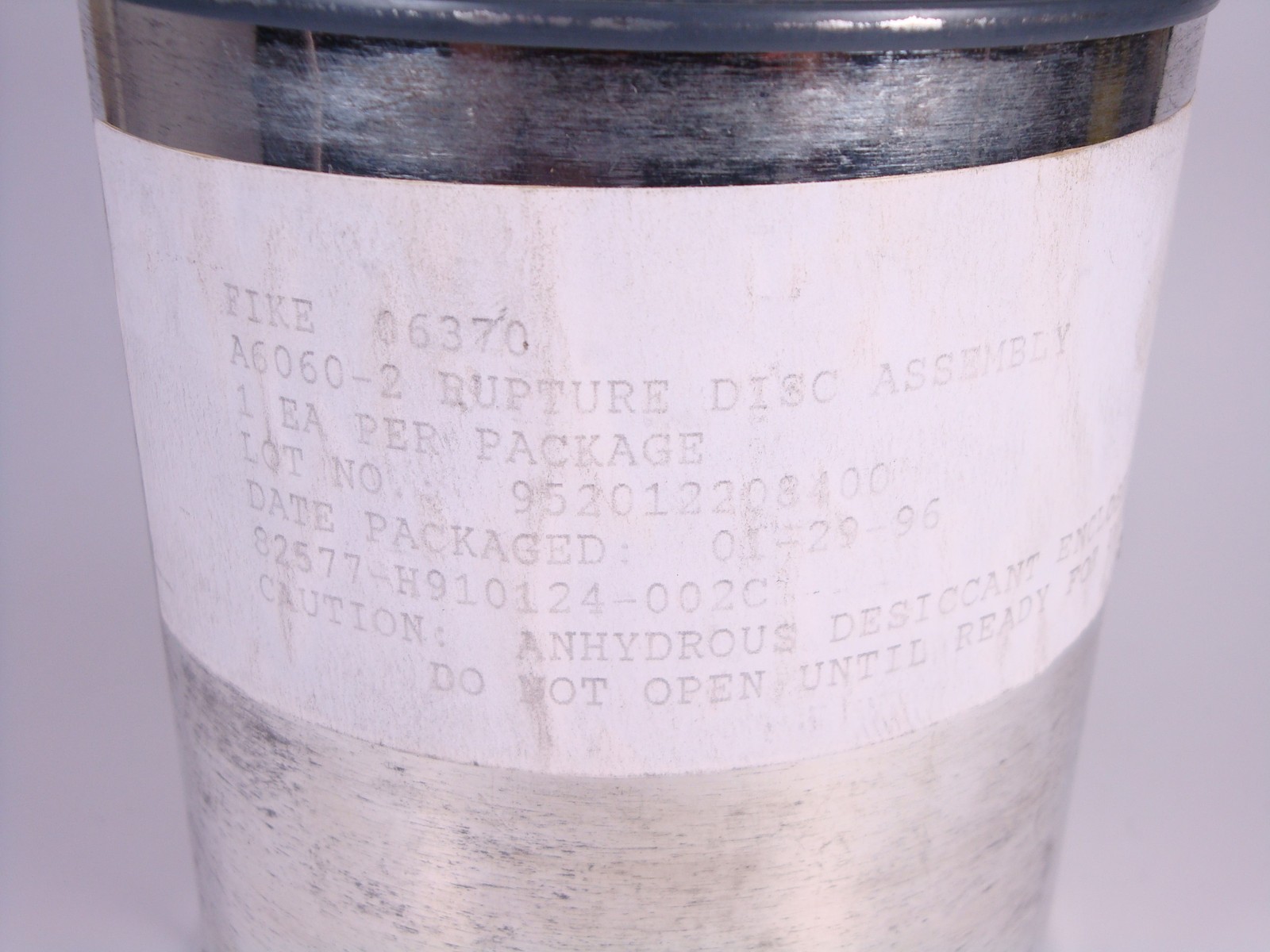 A6060-2 Fike Rupture Disc Assembly Dehydrator Cartridge H910124-002C ...