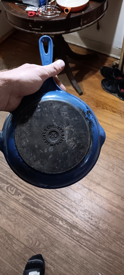 Vtg Le Creuset Light Blue Fry Pan Skillet Double Spout 7.5" #20 Enamel ...