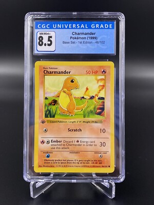 CGC 8.5 Charmander 1st Edition Shadowless Base Set 1999 Pokemon Card ...