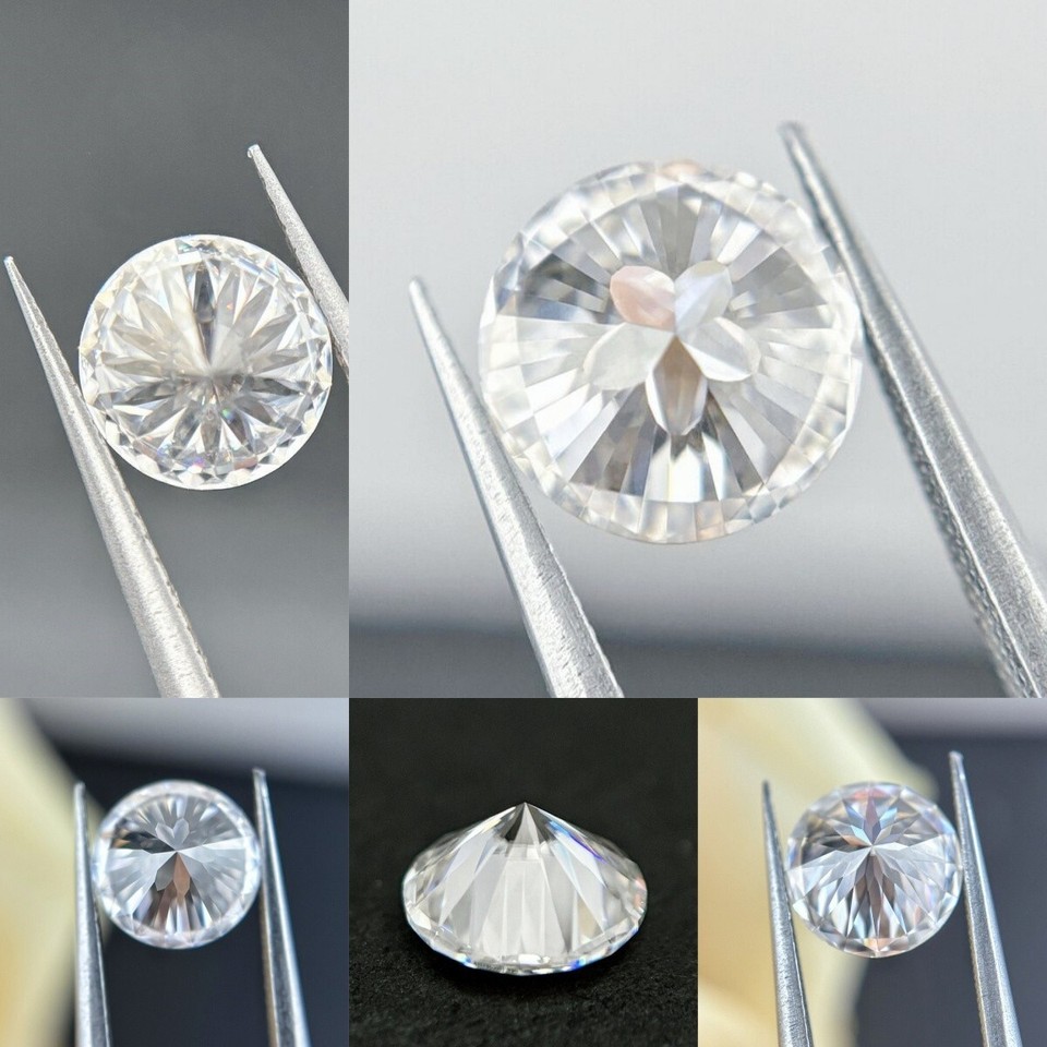 10 Cuts White D Color VVS1 Round Shape Moissanite Stone GRA Certificate ...