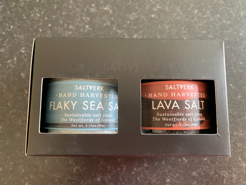 SALTVERK ICELANDIC SALT GIFT SET 2 JARS FLAKY 90G & LAVA 90G BRAND NEW ...