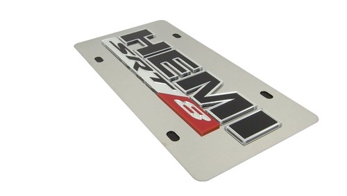 Dodge Hemi SRT8 Logo License Plate (Black on Chrome) | eBay