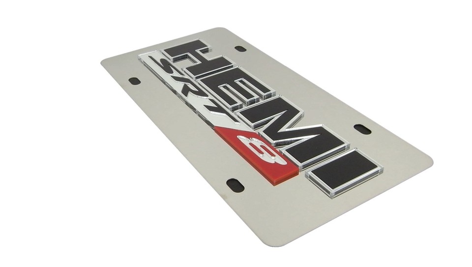 Dodge Hemi SRT8 Logo License Plate (Black on Chrome) | eBay
