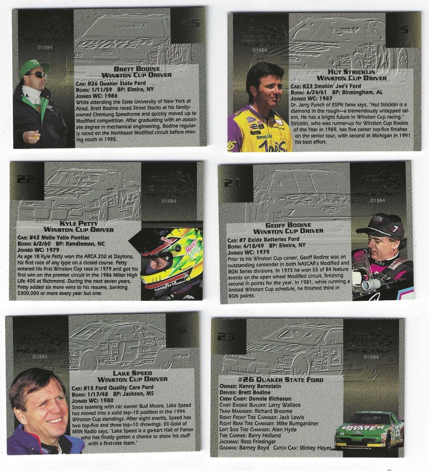 42 NASCAR 1994 FINISH LINE GOLD VINTAGE CARDS AS A LOT | eBay