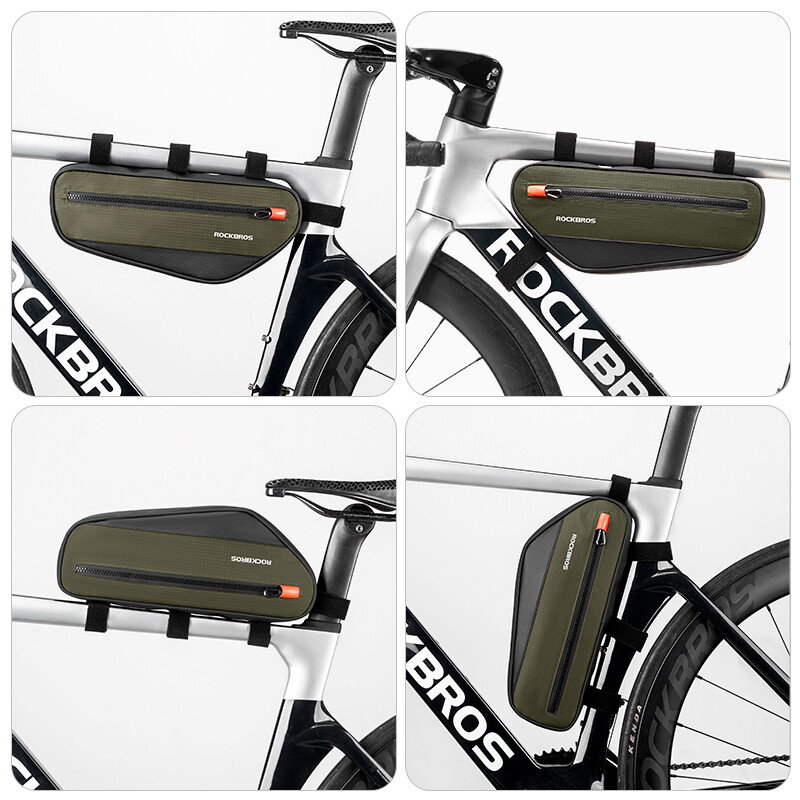 ROCKBROS Bicycle Triangle Bag Frame Tube Bag Reflective 1.7L Waterproof ...