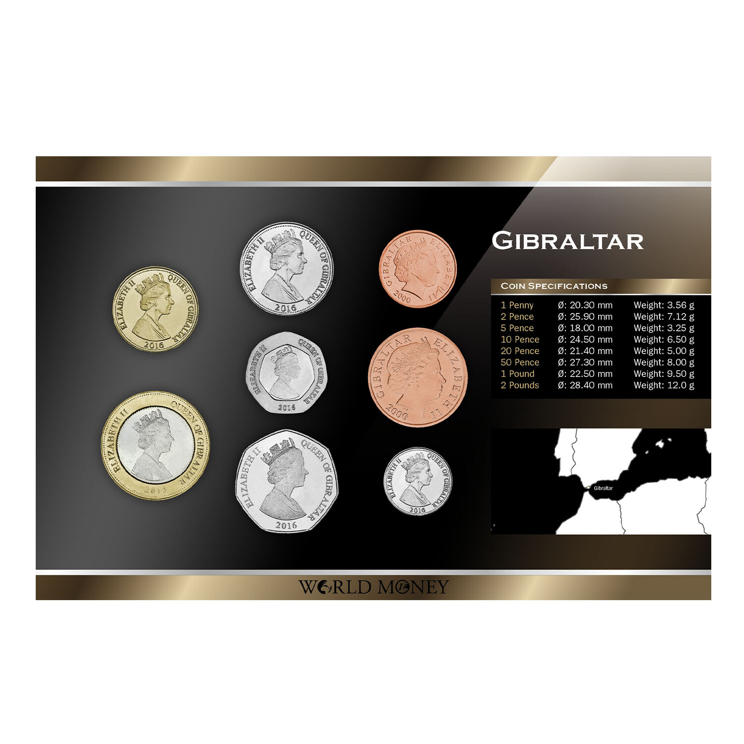 God Save The Queen Gibraltar 8 Uncirculated Coin Set 1p 2p 5p 10p 20p ...