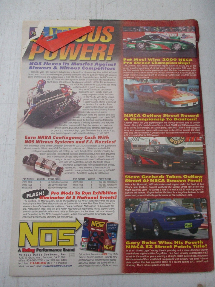 NATIONAL DRAGSTER MAGAZINE MARCH 2, 2001 CONRAD KALITTA CHECKER SCHUCK ...