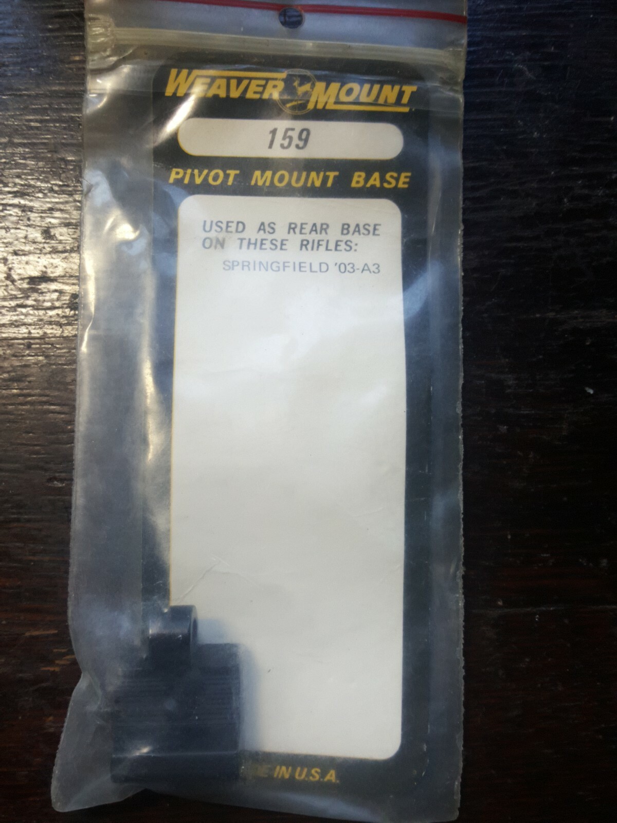 New Weaver 159 SPRINGFIELD '03-A3 Rifle Pivot Mount Rear Scope Base ...