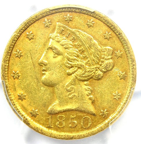 1850-C Liberty Gold Half Eagle $5 - PCGS AU Details - Rare Charlotte ...