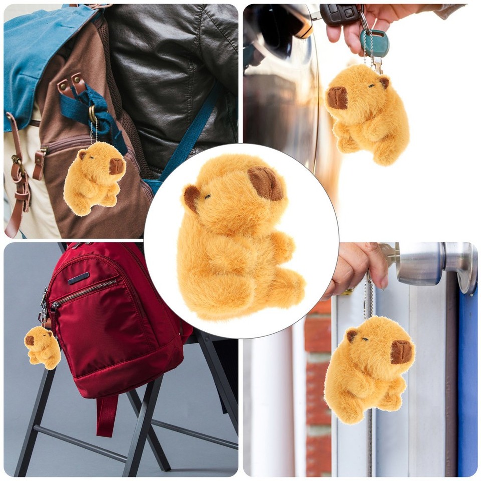 Plush Capybara Pendant Lovely Keychain Stuffed Capybara Adorn Plush Key ...