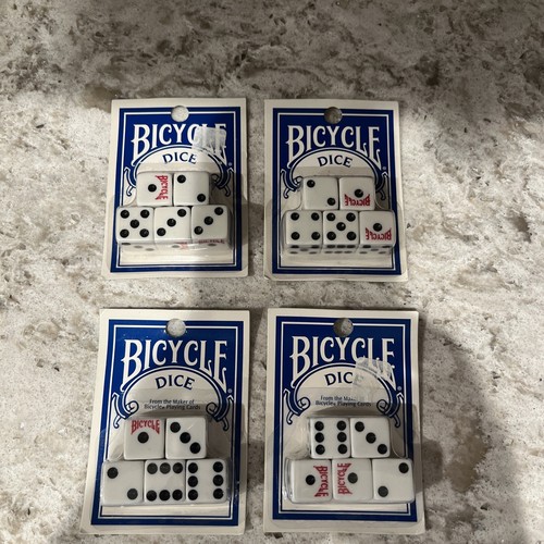 4 Packs- Bicycle DICE 5 Count Set NEW 5/8” White W/ Black Dots 20 Die ...