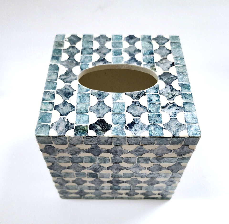 GRAY,OFF WHITE MOTHER OF PEARL MOP SHELL MOSAIC RESIN TISSUE,NAPKIN ...