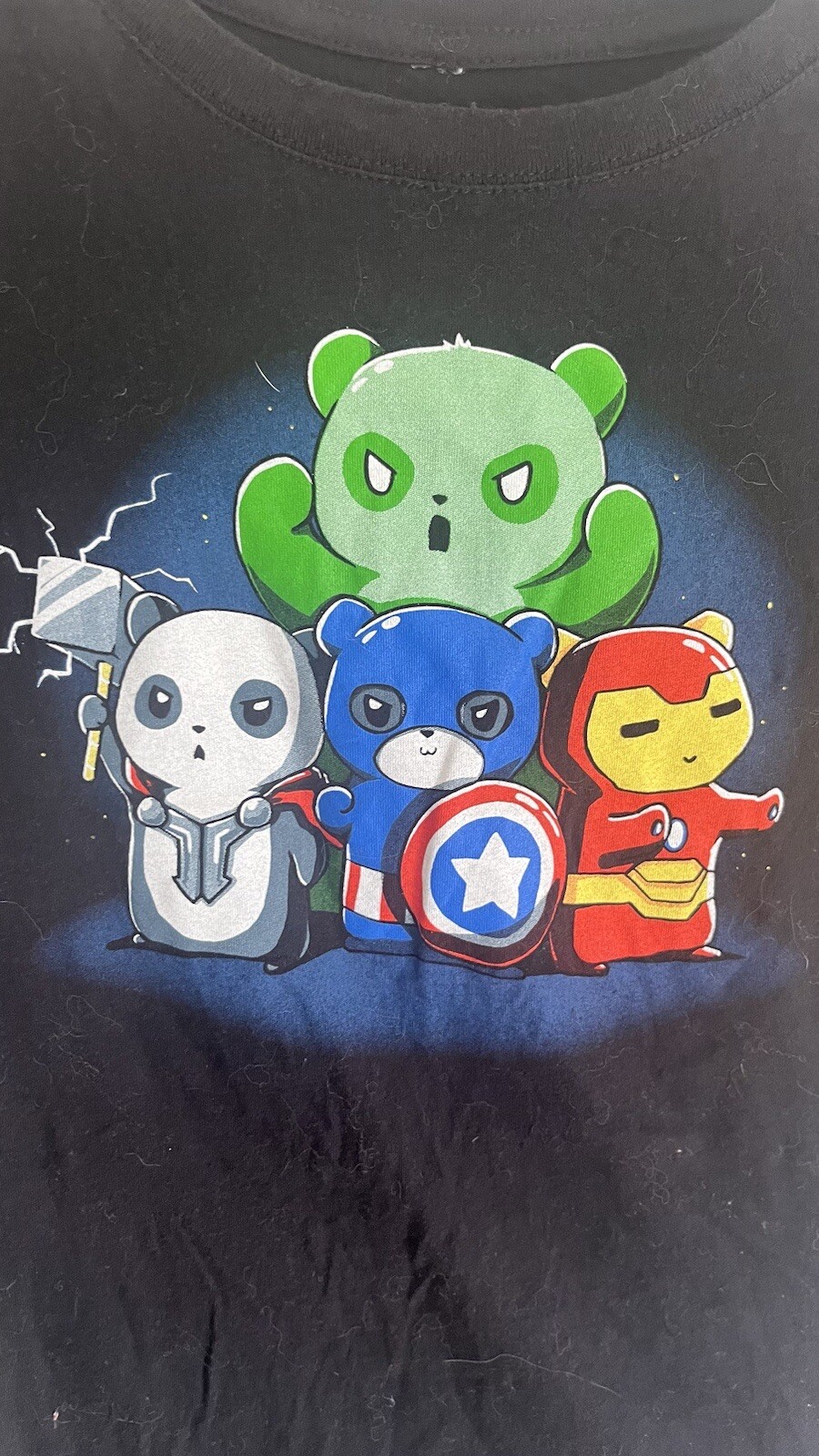 Teeturtle Marvel Avengers Panda Graphic Tee Black Size XL Short Sleeve ...