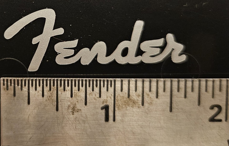 2 Guitar Headstock Fender Logos Die-Cut Silver Vinyl Smaller Sized ...