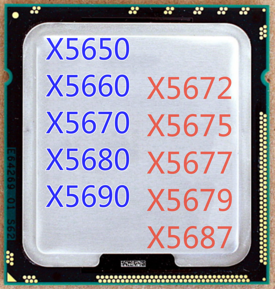 Intel Xeon X5650 X5660 X5670 X5680 X5690 X5672 X5675 X5677 X5679 X5687 ...