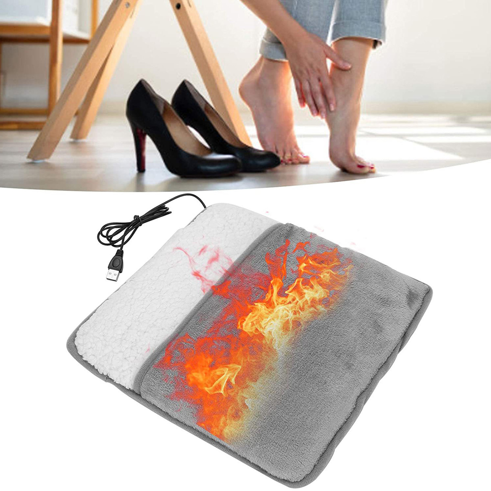 Electric Feet Warmer Portable Long Durability Usb Soft Flannel Electric ...
