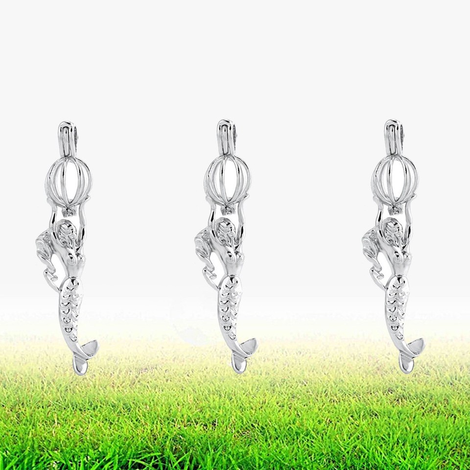 3 Pcs Alloy Mermaid Shape Pendant Jewelry Charms Necklace Color | eBay ...
