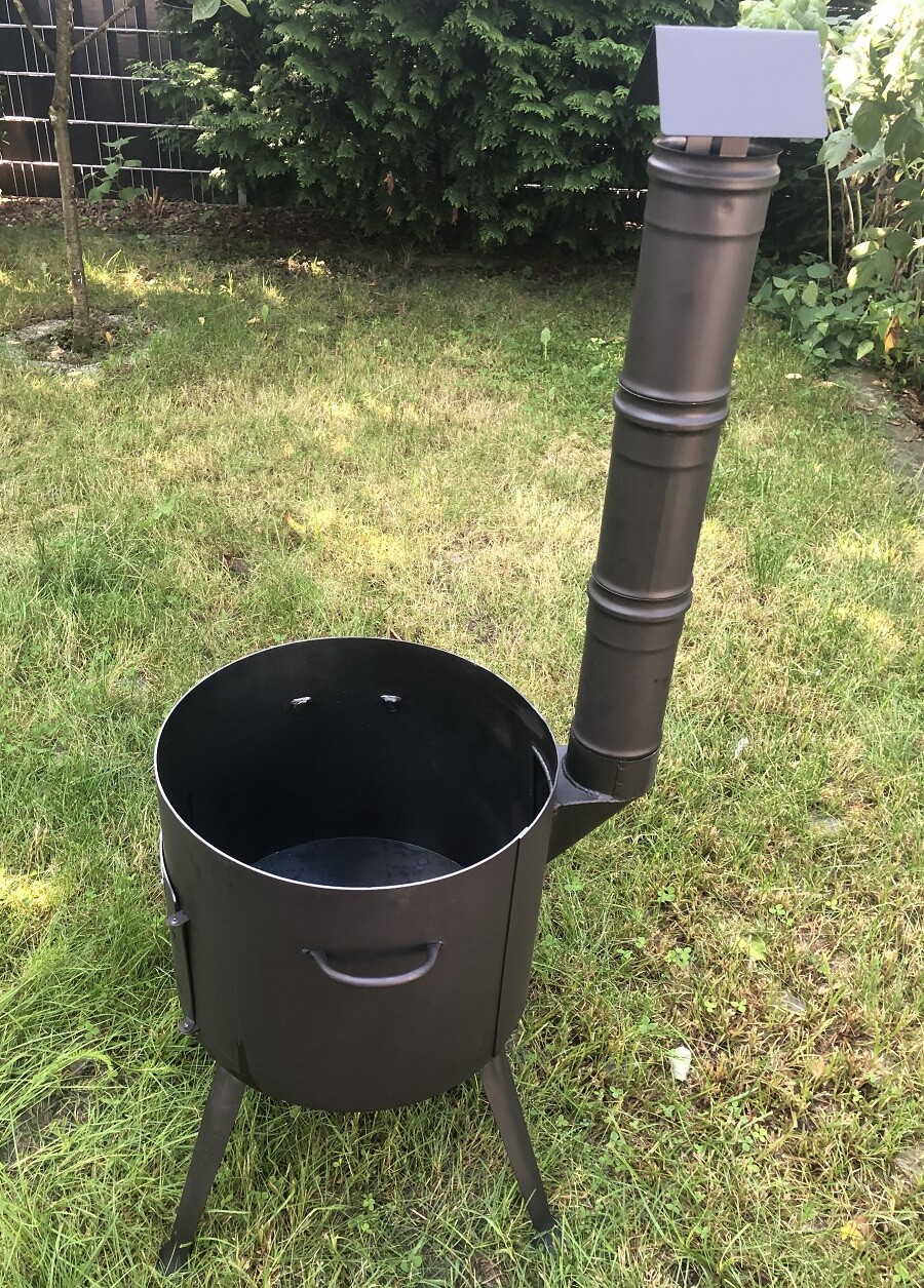 Utschak für Kasan (45 cm) Чугун Казан Учак Ofen Kazan mit ROHR 2 mm ...