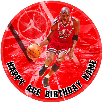 Michael Jordan Basketball Cake Topper Personalised Edible Icing Round ...