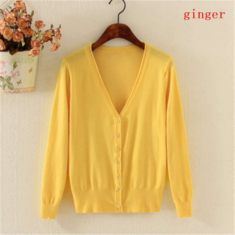 Womens Short Knitted Cardigans Sweaters Coat Long Sleeve V Neck Solid