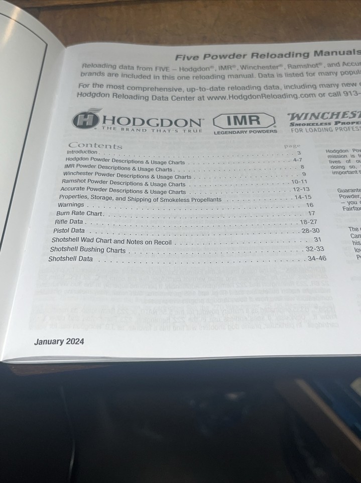 Hodgdon Basic Reloading Manual New 2024 IMR Winchester Accurate Ramshot ...