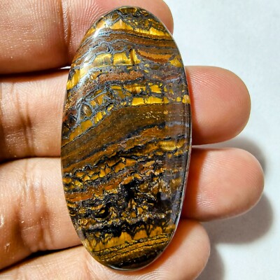 71 Cts Natural Iron Tiger Eye Cabochon Gemstone For Jewelry 48.5x24.1x6 ...
