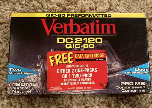 Two Verbatim Minicartridges DC2120 QIC-80 Preformatted 120-250MG New | eBay