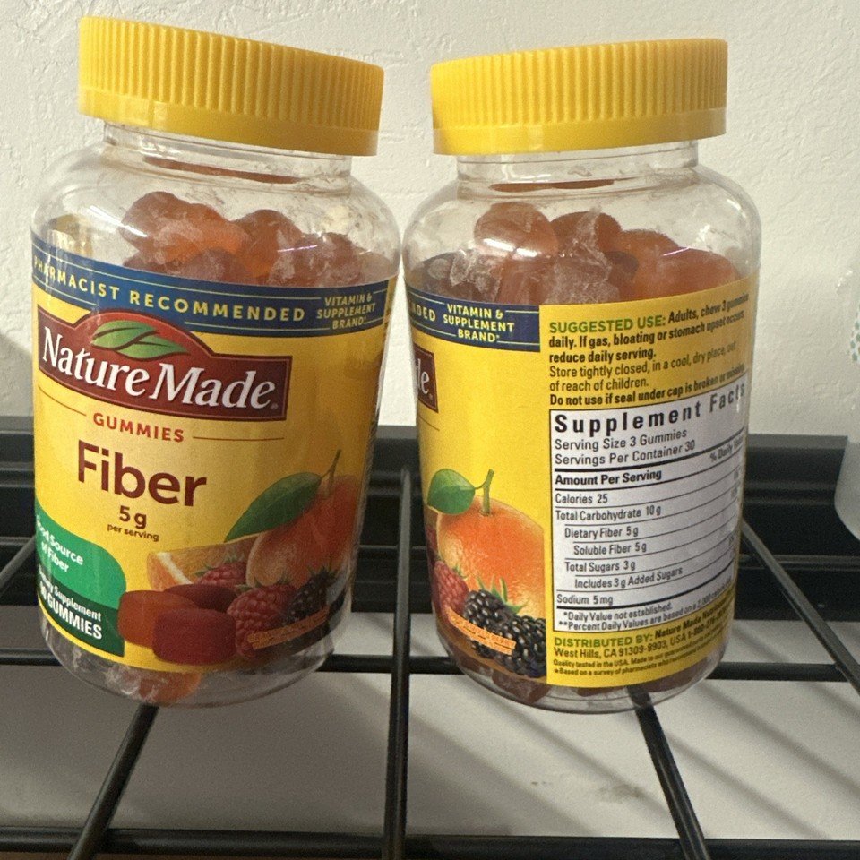 2-90ct. Nature Made Fiber 5g Orange & Mixed Berry Gummies 180 total exp ...