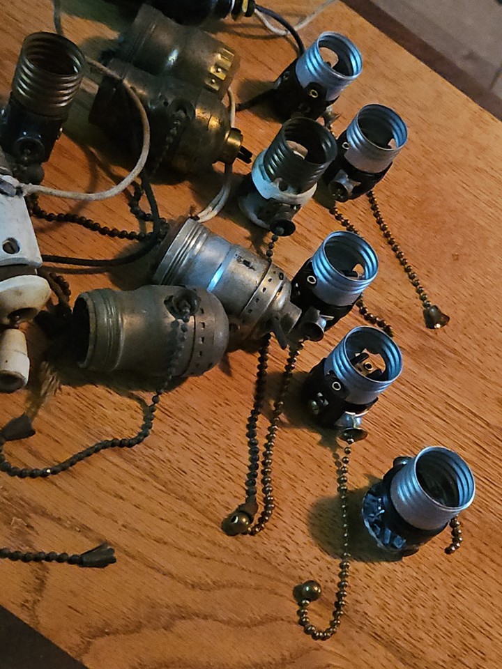 Lot of 17 Antique Vintage Lamp Light Sockets Pull Chain Switch Mix Lot ...
