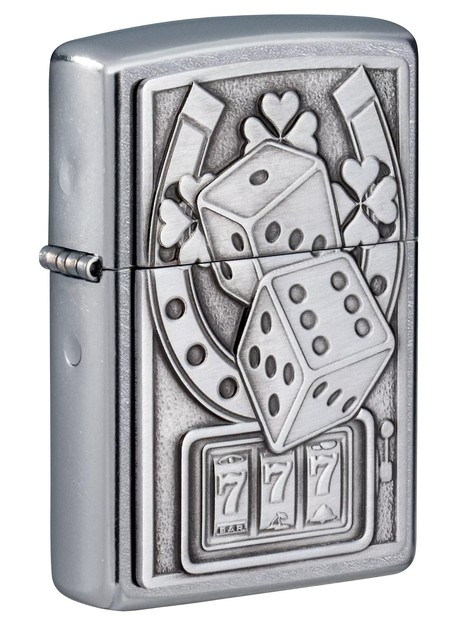 Zippo Lucky 7 Casino Gambling 3d Emblem Street Chrome Windproof Lighter ...