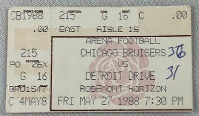 AFL 1988 05/27 Detroit Drive (1st Year) at Chicago Bruisers Football ...