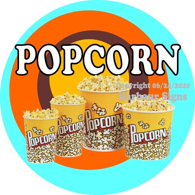 Popcorn DECAL (Choose Your Size) Concession Food Truck Circle Sticker ...