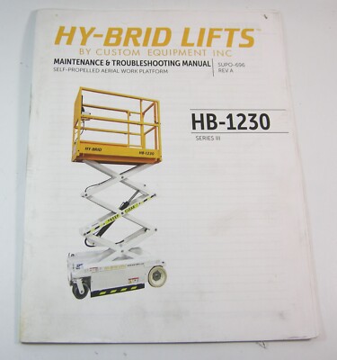 Hy-Brid HB-1230 Aerial Scissor Lift Maintenance Troubleshooting Manual Book OEM | eBay