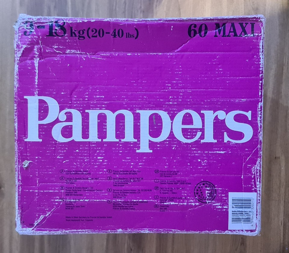 Vintage 80s Pampers diapers EMPTY BOX PAMPERS GIRL 60 nappies ONLY BOX ...