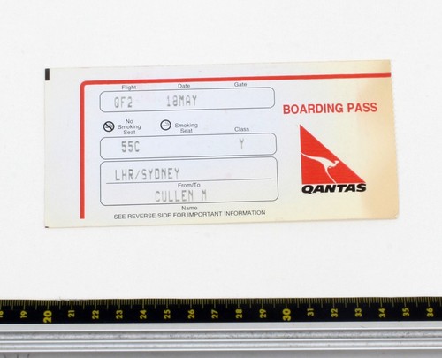 QANTAS - Airline Boarding Pass - QF2 - LHR / Sydney - 1980s | eBay