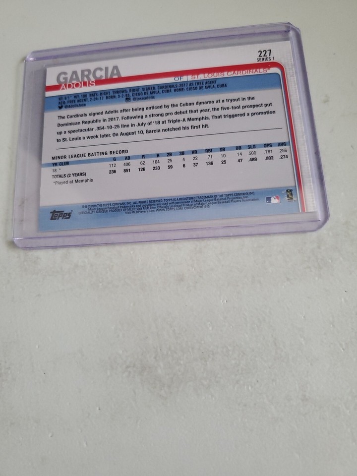 2019 ADOLIS GARCIA TOPPS ROOKIE CARD. ST. LOUIS CARDINALS. | eBay