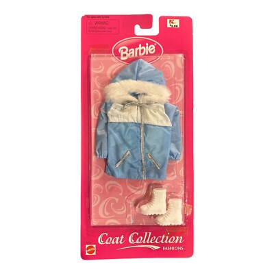 VTG Barbie Coat Collection Blue w/ White "Fur" Trim winter puffer ski ...
