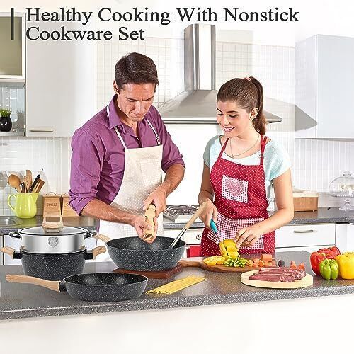 12pcs Pots and Pans Set Non Stick Kitchen Cookware Sets Induction ...