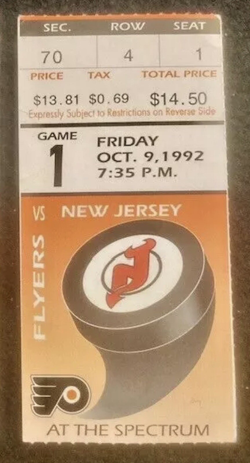 Eric Lindros 1st Regular Season Home Game Ticket Stub 10/9/92 Spectrum ...