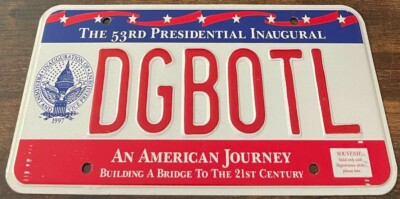 DGBOTL Vanity License Plate Presidential Inaugural Dig Bottles Bottle ...